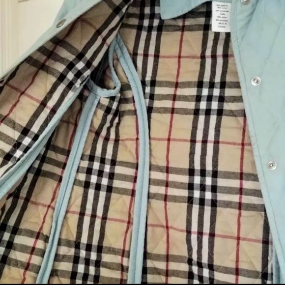 Burberry | Jackets & Coats | Burberry Quilted Light Blue Jacket | Poshmark